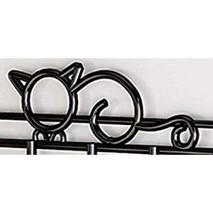 SHIMAJEE 7 Hanger Rack (Set of 2) Over The Door Hanger Rack, Decorative Metal Door Hanger Holder for Coats, Clothes, Hats (Cute Black Cat Set of 2)