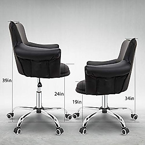 Magshion Office Desk Chair Bar Stool Beauty Nail Salon Spa Vanity Seat (PULeather Black), PU Leather