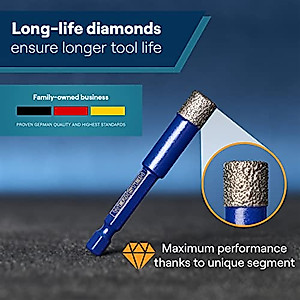 Dry Diamond Drill Bits - 5 Pcs Set 1/4", 5/16", 3/8",1/2" - Tile Drill Bits & 1/4 Carbide Drill Bit - Diamond Tip Drill Bit for Glass, Ceramic, Tile, Marble, Porcelain - Glass Drill Bit with Hex Shank