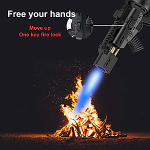 JETPRO Torch Lighter One-Hand Operation Kitchen Cooking Torch with Adjustable Flame (Butane Gas Not Included) (Black)