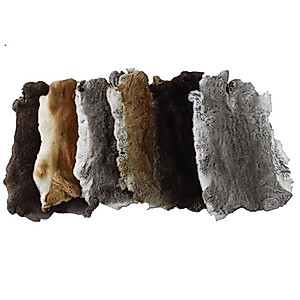 ZSCYD-yingda1992 5pcs Assorted Bulk Craft Grade Natural Rabbit Skins Real Quality Rabbit Pelts Perfect for Decoration, Cat/Dog Toys, Sewing, or Crafting Fur Hide 10" by 14"