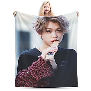 Stray Kids Lee Felix Blanket Ultra-Soft Micro Fleece Blankets Throw Blankets Decoration Gift for Decor Home Sofa,Office,Dormitory Bed car Camp Couch All Seasons