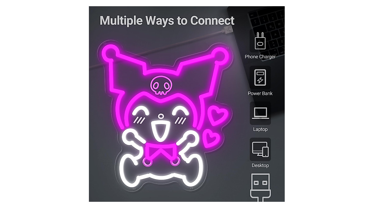 Kuromi Neon Light - Anime LED Sign for Kids & Rooms
