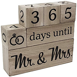 Wedding Countdown Calendar Wooden Blocks - Engagement Gifts - Bride to Be - Bridal Shower Gifts - Bride Gifts - Engagement Gifts for Couples - Engaged - Rustic Finish with Black Numbers