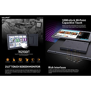 LILLIPUT 21.5" TK2150/C Metal Frame Monitor 1000 nits high Brightness with HDMI, VGA, AV, etc + Swivel Bracket VESA Mount
