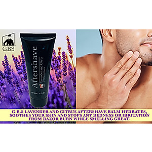 G.B.S Shaving Set for Sensitive Skin, Includes Steel Lather Bowl, Lavender and Citrus Aftershave Balm, Lavender and Citrus Shave Soap and Synthetic Shave Brush with Travel Tube
