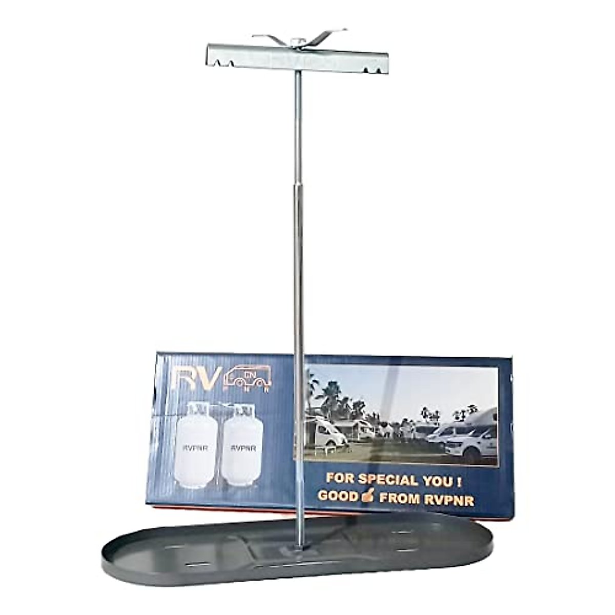 RVPNR RV Dual Propane Tank Mounting Rack 40lb,30lb and 20ld Tanks for Camper and Travel Trailers with Different Connecting Pipes, Black, White, Grey or Red Options (Grey)