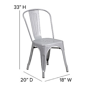 Flash Furniture Luke Commercial Grade 4 Pack Silver Metal Indoor-Outdoor Stackable Chair