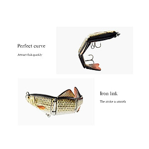 ODS Fishing Lure Lifelike 4 Segment Jointed Swimbait with Treble Hooks for Bass Trout Perch Freshwater Saltwater (2 pcs)