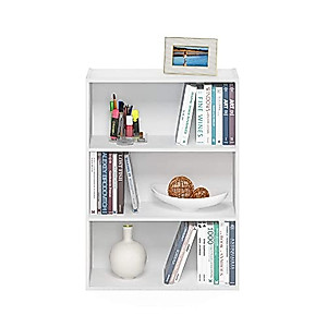 Furinno Pasir 3-Tier Open Shelf Bookcase, Plain White