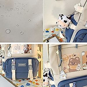 holygloomy Kawaii Backpack with Kawaii Pin and Accessories Kawaii Rucksack for Teen Girls School Bag Cute Aesthetic Backpack, Purple, 11.8''x17''x5''