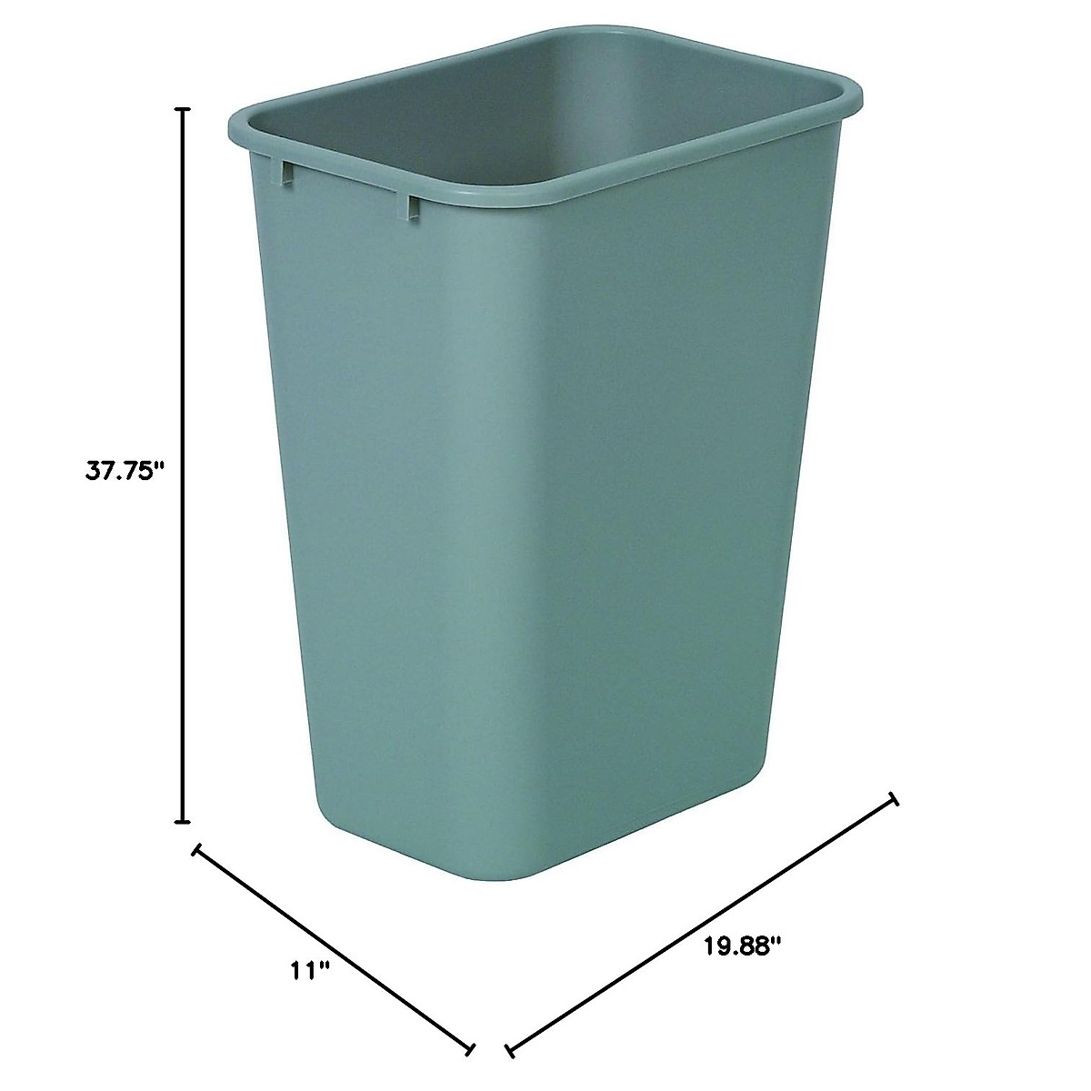 Wastebasket 41.25QT-Grey, EA, 10-0306 Continental MFG Company Waste RECEPTACLES