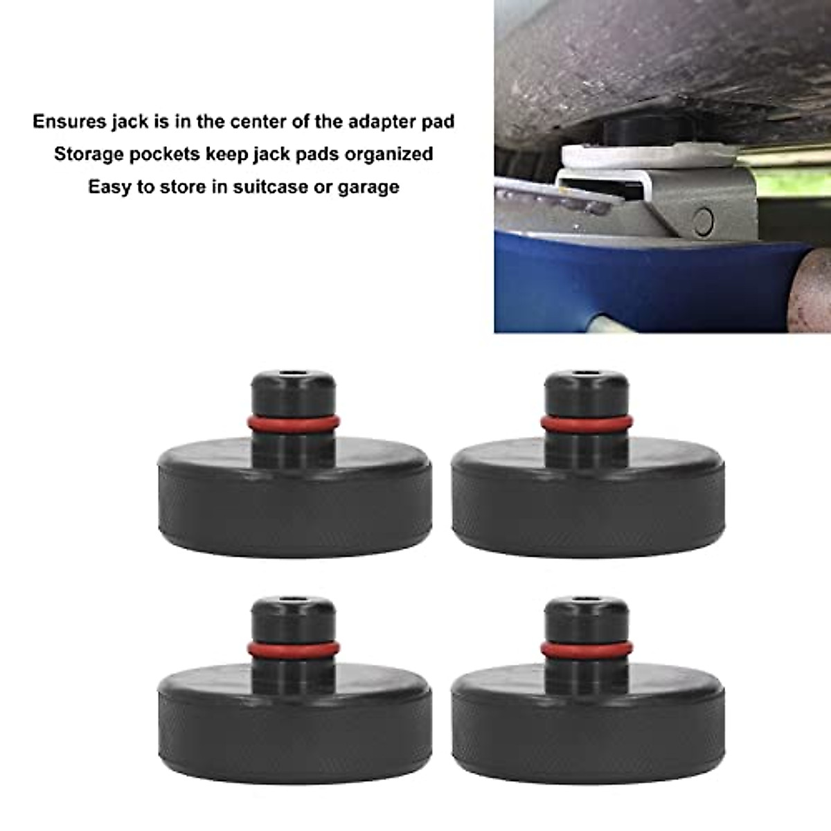 Kadimendium Rubber Jack Pad, Easy Storage Stand Frame Rail Protector No Harm to Human High Compatibility Good Protection for Garage