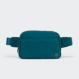 Pander Everywhere Belt Bag for Women, 5 Zipper Pockets Nylon Crossbody Fanny Pack Purse (Teal Blue)
