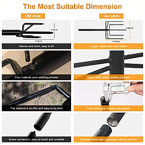 String Light Poles for Outside, 2 Pack 9ft 5 Prong Base Poles for Outdoor String Lights with Hooks- Garden, Backyard, Patio Light Poles for Wedding Party Deck Christmas