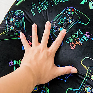 A Nice Night Kids Back Resting Pillow for Reading and Watching TV Bed Rest Pillow to Lounge with Comfortable Back Support Great for The Bed or Couch,Gaming Printed,Matching Cushion Cover