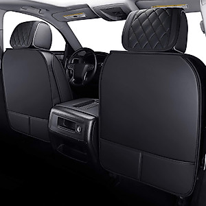 YIERTAI Car Seat Covers Compatible with Chevy Chevrolet Silverado GMC Sierra Custom fit for 2007-2024 1500 2500 3500 HD Crew Cab Trail Boss Pickup with Waterproof Leather, Full Set, Black