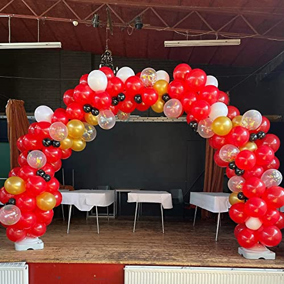 Red Gold Balloon Garland Arch Kit -100pcs 18Inch 12Inch 10Inch 5Inch with Red Metallic Chrome Gold and Red Gold Confetti Balloons for Christmas Holiday Candy Theme Xmas Birthday Decorations