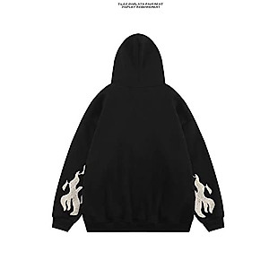 GIRSARRDER Zip Up Hoodies Womens Men Jackets Loose Fit Y2k Star and Cross Graphic Print Sweatshirt Gothic Oversized Jackets A-Black
