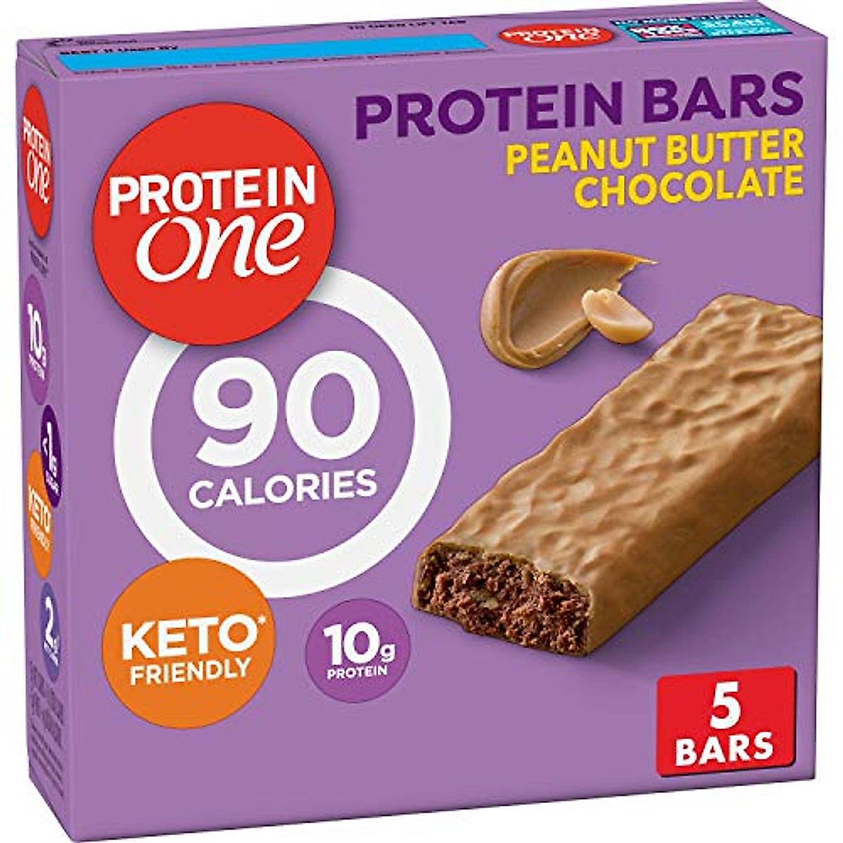 Protein One 90 Calorie Keto Protein Bars, Peanut Butter Chocolate, 5 ct