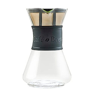 CAFE BREW COLLECTION Pour Over Coffee Maker with Permanent Filter, 1.2 Liter, 40 Ounce, Black Band