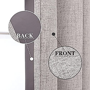 CUCRAF Full Blackout Window Curtains 108 inches Long, Faux Linen Look Thermal Insulated Grommet Drapes Panels for Bedroom Living Room, Set of 2 (52 x 108 inches, Off White)