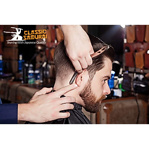 Classic Samurai CS-102 Stainless Steel Professional Barber Straight Edge Razor with 100 Lord Single Edge Razor Blades (Silver Metal)
