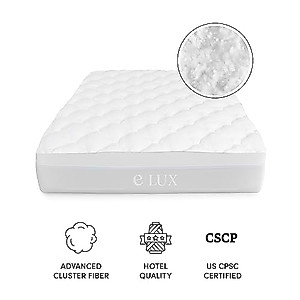ExceptionalSheets Pillow Top Mattress Pad - Found in Marriott Hotels with Fitted Skirt and 18" Deep Pockets - Supportive Pillowtop Mattress Pad Cover with Cluster Fiber - Twin Size