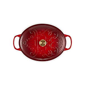 Le Creuset Enameled Cast Iron Noel Collection Signature Oval Dutch Oven, 6.75 qt., Applique w/Gold Knob