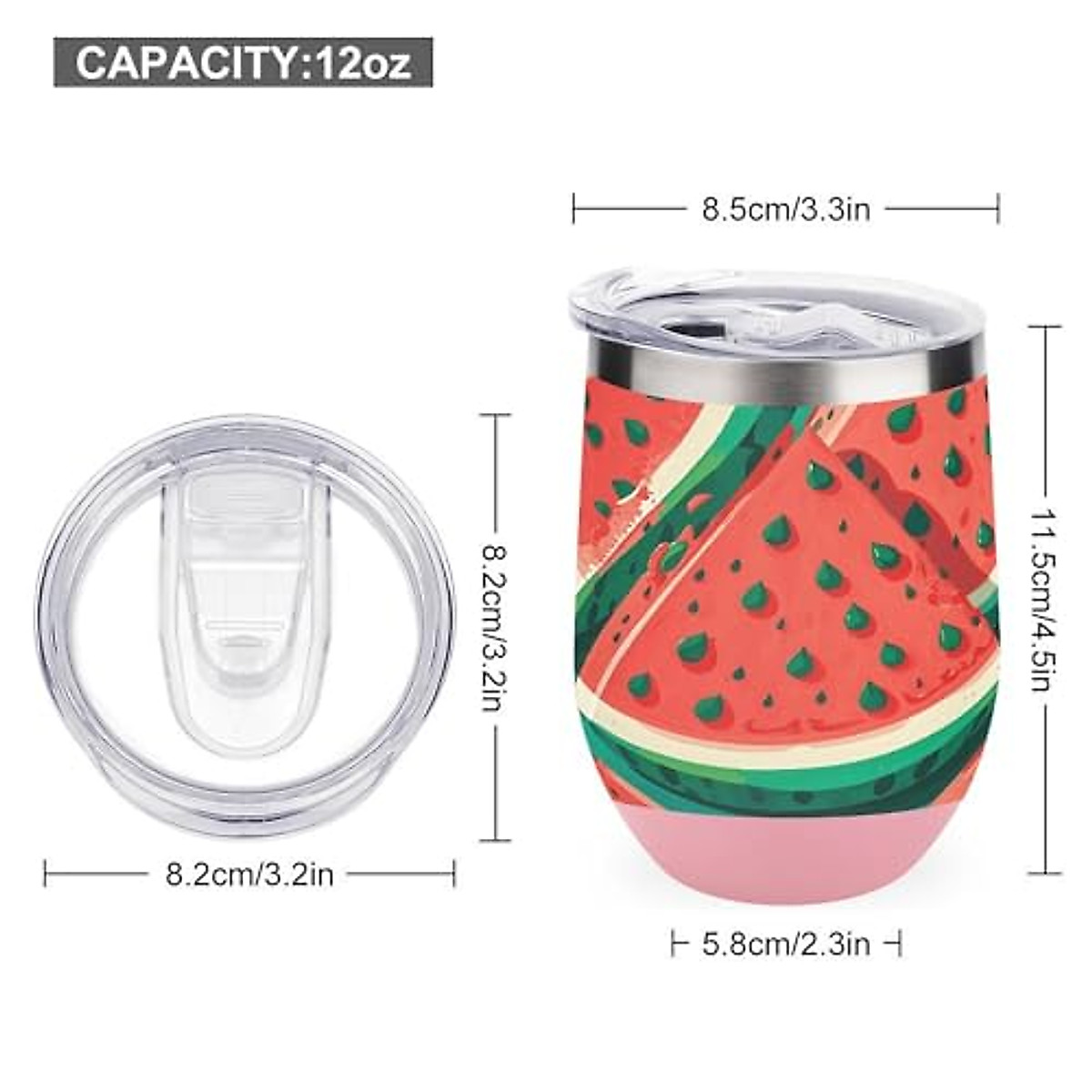 OPTKSNCU 304 Stainless Steel Insulated Cup with Lid, Watermelon Design Print Durable, And Easy to Clean – Ideal for Home, Office, And Gift Giving