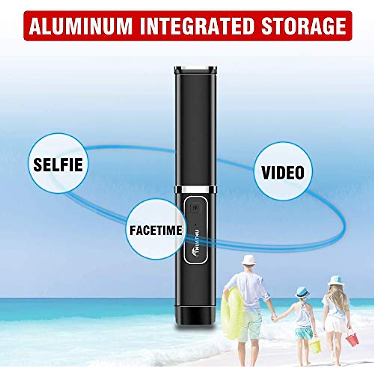 Selfie Stick Tripod, Aluminum Integrated Storage Design Phone Tripod with Wireless Remote Controller - Compatible for iPhone X/Xs/XR/iPhone 8/8Plus/iPhone 7/iPhone 6 and All Android Phone