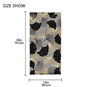 KOCOART Luxury Gold Ginkgo Bath Hand Towels Black Silver Kitchen Dish Towels Soft Quality Premium Washcloths Guest Fingertip Towel Decor for Bathroom Spa Gym Sport 16x30 in