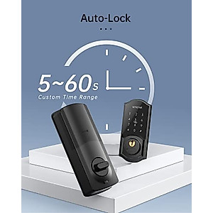 WiFi Door Lock,SMONET Remote Control Smart Deadbolt, Digital Electronic Keyless Entry Locks Bluetooth Touchscreen Auto Lock with Gateway Hub, Work with Alexa,APP,Code,Key for Home Front Door,Black