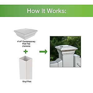 Barrette Outdoor Living 73019233 Contemporary Top Vinyl Rail Post Cap, White