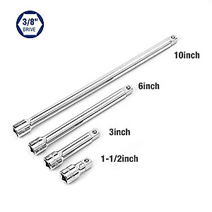 WORKPRO W074459 3/8 In. Socket Drive Extension Bar Set, Heat-Treated Steel Construction (Single Pack)