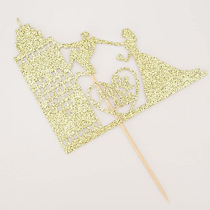 Spider-Man Wedding Cake Topper, Superhero Silhouette, Mr & Mrs Wedding Cake Decors, Bride and Groom Party Decorations, Gold Glitter