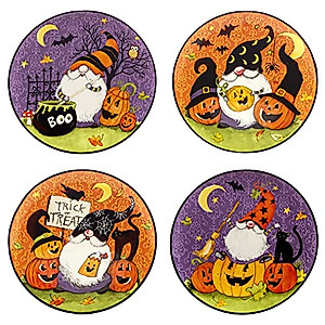 Certified International Halloween Gnomes 9" Salad/Dessert Plates, Set ot 4, Multicolor
