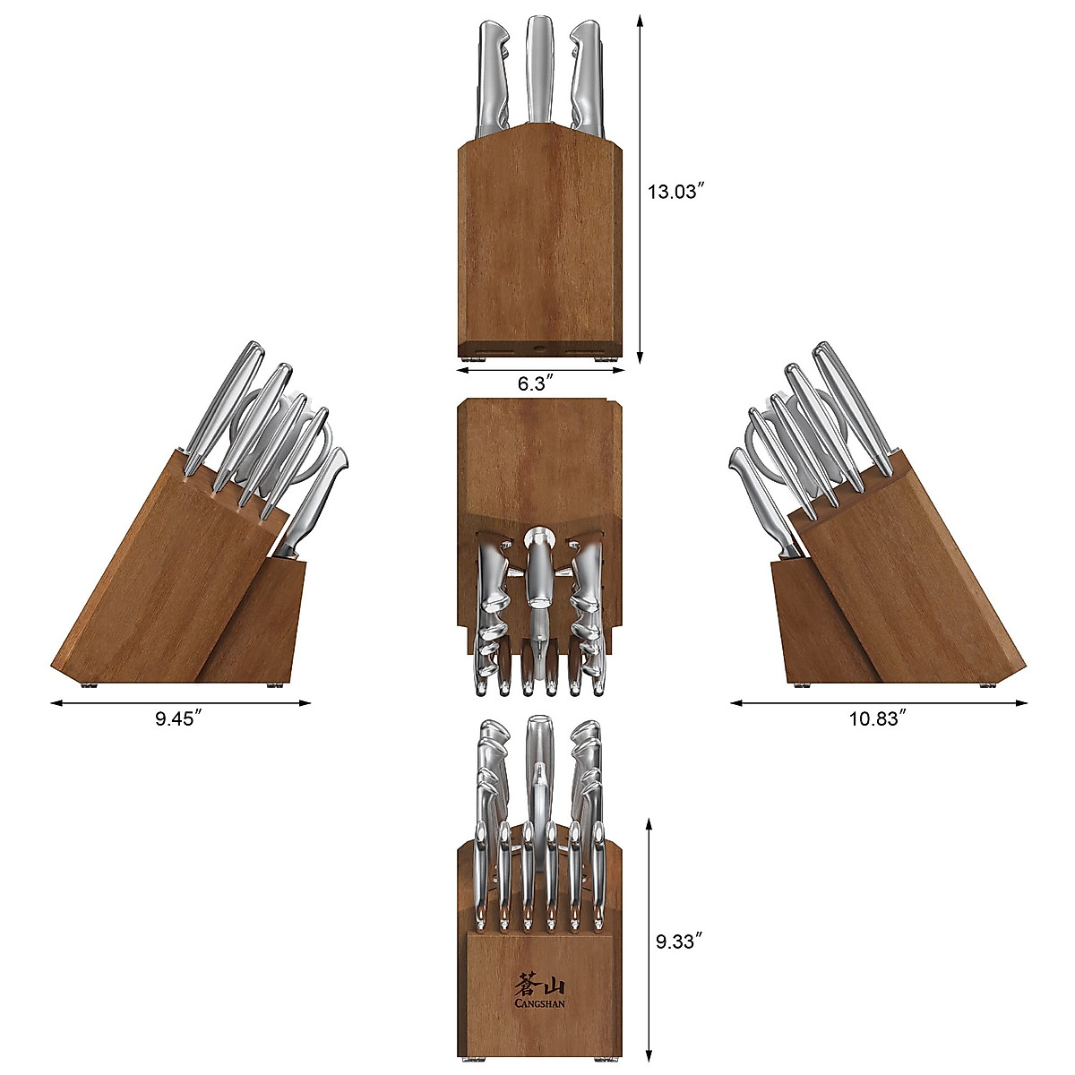 Cangshan Sanford Series 1027051 German Steel 17-Piece Knife Block Set