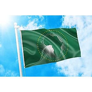 DMSE African Union AU Flag 3X5 Ft Foot 100% Polyester 100D Flag UV Resistant (3' X 5' Foot)