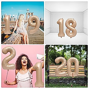 Number 30 Balloons 32 inch Digital Balloon Alphabet 30 Birthday Balloons Digit 30 Helium Balloons Big Balloons for Birthday Party Supplies Wedding Bachelorette Bridal Shower, Caramel Number 30th