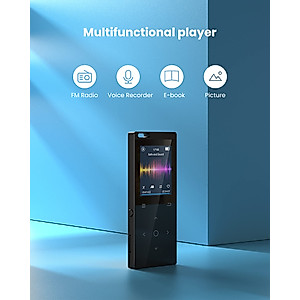 128GB MP3 Player - Music Player with Bluetooth 5.2 HiFi Sound Shuffle Single Loop FM Radio Built-in HD Speaker Voice Recorder Mini Design Ideal for Sport (Earphones Included)