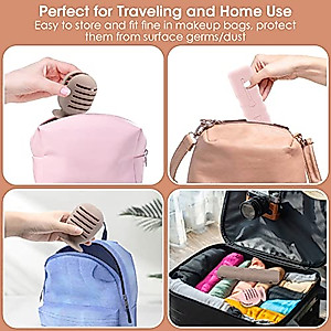 4Pack Makeup Brush Sponge Holder,Silicone Makeup Brush Covers Bag Travel Beauty Blender Holders Suctioned Drying Stand,Magnetic Makeup Brushes Case Organizer for Traveling Cute Portable-Pink,Khaki