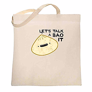 Lets Talk A Bao It Funny Dumpling Cute Food Natural 15x15 inches Large Canvas Tote Bag Women