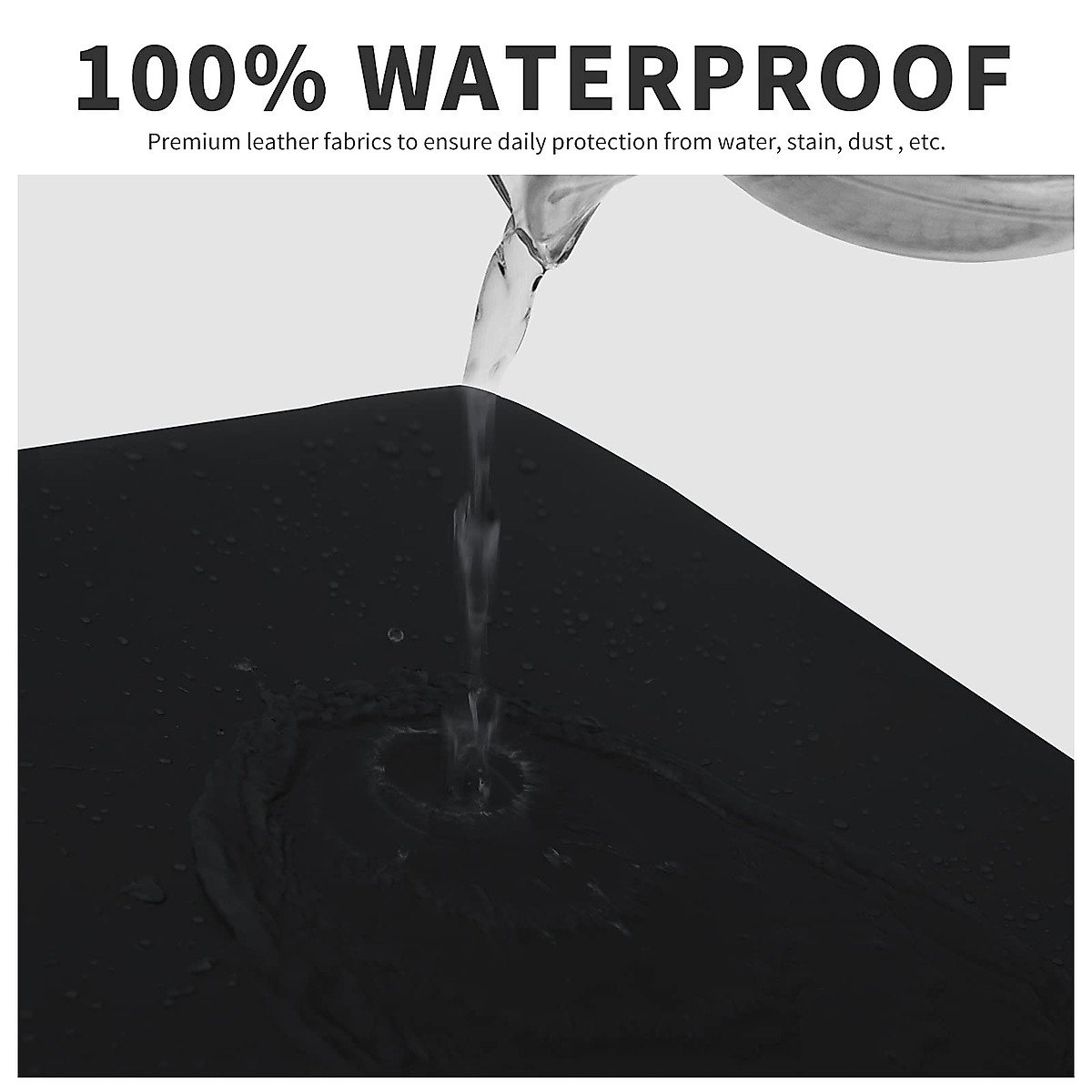 Easy-Going PU Leather Recliner Sofa Slipcovers, Waterproof Stretch Sofa Covers, 8 Pieces Stretch Furniture Protector, Elastic Strap Shield Pets Kids Children Cats Dogs Black