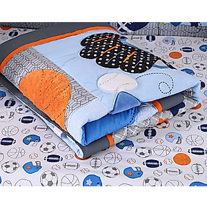 VIVILINEN Baby Crib Bedding Set for Boys 3 Pieces Blue Sports Baseball Originals Soft Toddler Nursery Bedding Sets