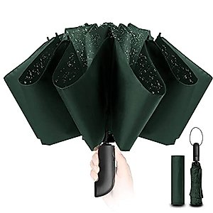 Chakipee Travel Inverted Umbrella Compact Windproof- Automatic reverse Umbrellas for Rain - Men and Women, Folding Portable Teflon Coating 48inch Span, 10 Ribs Large Umbrella
