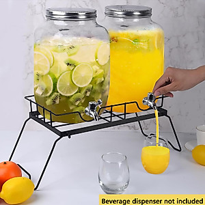 Beverage Dispenser Stand for Parties 1 Gallon Double Drink Metal Dispenser Stand Dispenser Holder, Compatible with Round Water Glass Jar Jug Gallon Containers, Parties & Daily Use（No drinks machine）