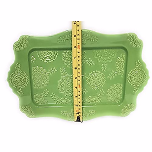 Temp-tations 11"x7" Cookie Sheet, Platter, Shallow Tray or Replacement Lid-It (Mila, Moroccan Green)