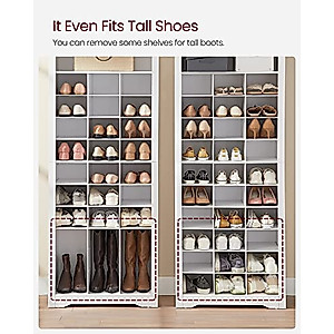VASAGLE Shoe Storage Cabinet, 10 Tier Shoe Rack Organizer, Holds Up to 30 Pairs of Shoes, for Entryway Bedroom, 12.6 x 24.8 x 73.6 Inches, White ULBS273T14