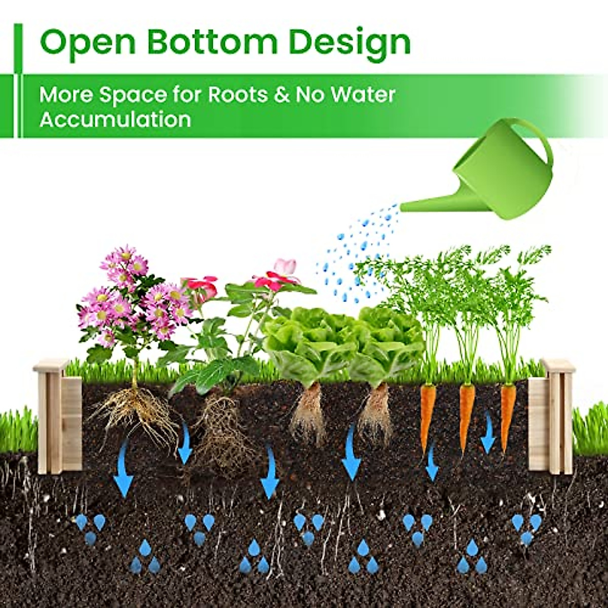 GARFANS 3 Tier Raised Garden Bed Elevated Wooden Planter Box Vegetables Flower Grow Bed Kit Outdoor Planter Garden Boxes for Patio Herb Backyard Raised Planters Beds, 49 x 49 x 22 inch